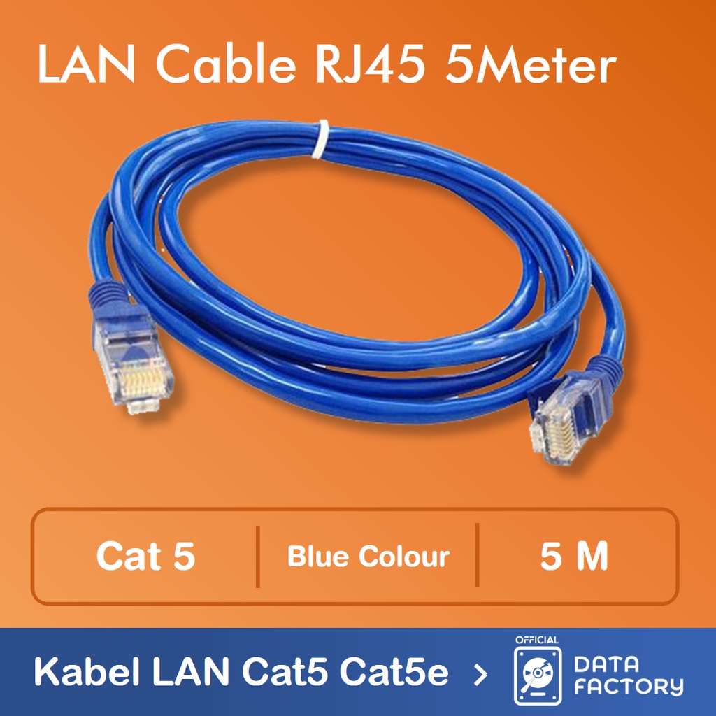 Jual Kabel LAN RJ45 UTP Cat5 Ethernet 5M / 5Meter - LAN Cable Blue Cat 5 | Shopee Indonesia