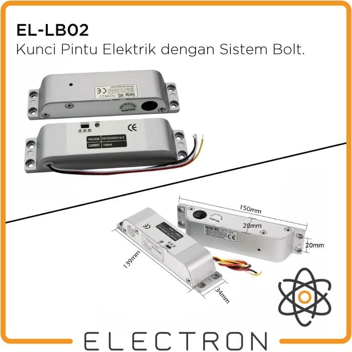 Jual Electric Drop Bolt Lock Access Door Delay 4 wire Bracket EL-LB02 | Shopee Indonesia