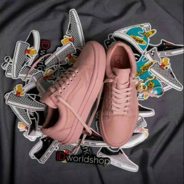 Jual SEPATU43 VANS AUTHENTIC FULL PINK HITAM POLOS WHITE PUTIH OLDSKOOL ...