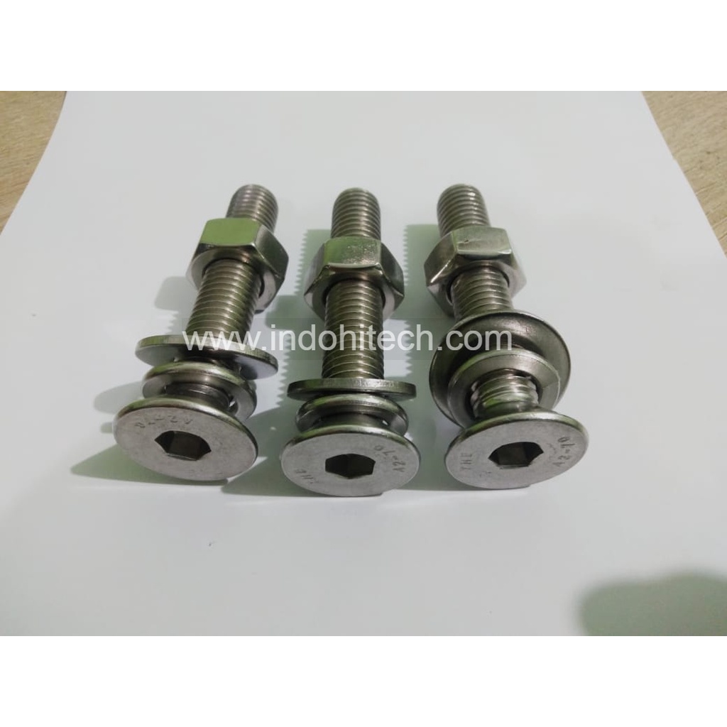 Jual Baut Mur Ring Verseng L M10 x 100 mm SS304 Baut Verseng JF SET M10x100 | Shopee Indonesia