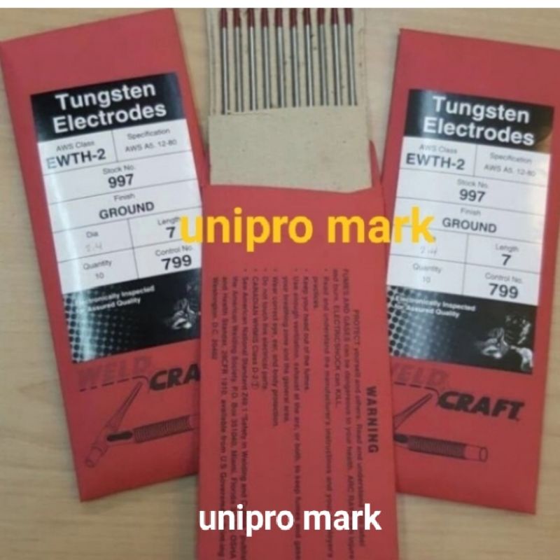 Jual TUNGSTEN ELECTRODES 1,6MM LAS ARGON CARBIDE WELDECRAFT 1PACK ISI ...