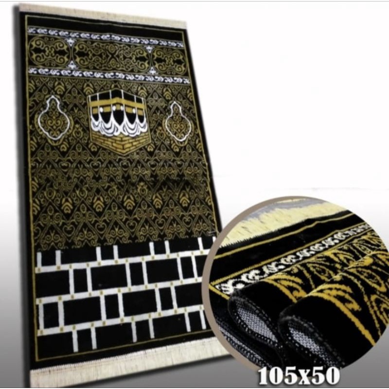 Jual Sajadah Tebal Turki Premium Kiswah Hitam Ukuran Tanggung 50x105cm ...