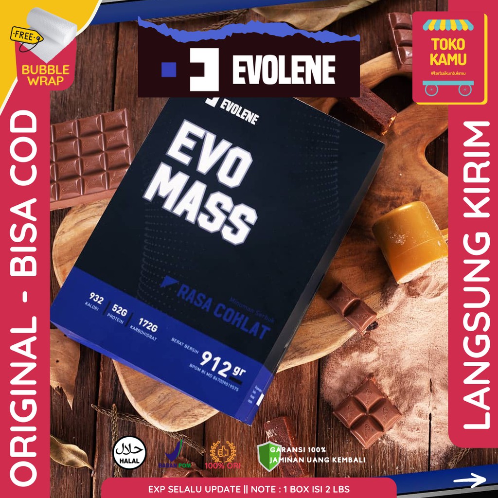 Jual EVO MASS 912 GRAM GR 2LBS 2 LBS BPOM HALAL EVOMASS GAINER EVOLENE SUSU PROTEIN EVOMASS ...