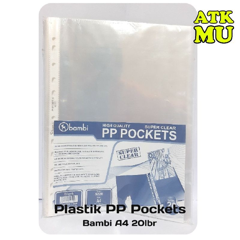 Jual Plastik PP Pockets A4 Isi 20 Sheet Bambi 5220 | Shopee Indonesia