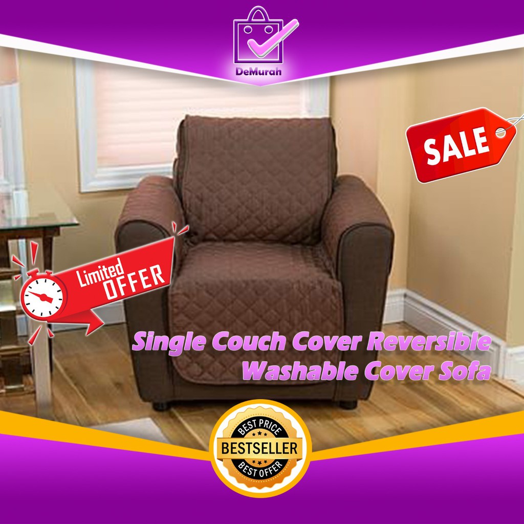 Jual 0406 Single Couch Cover Reversible Washable Cover Sofa | Shopee ...