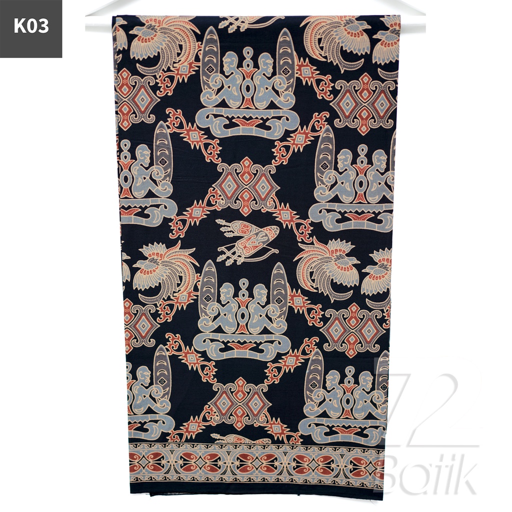 Jual KAIN BATIK PREMIUM Bahan Katun Motif Burung Asmat Warna Hitam ...