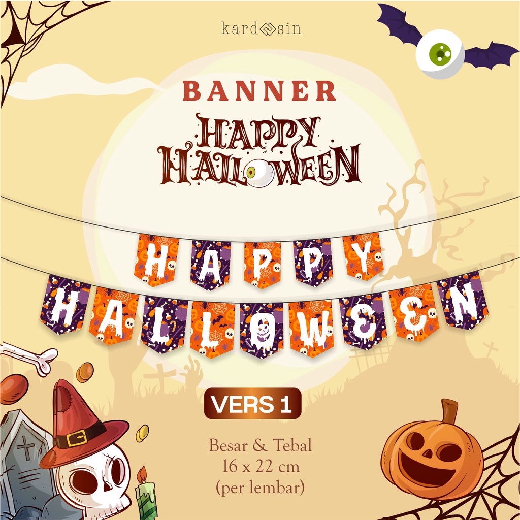 Jual [2,5 METER] BANNER HALLOWEEN DECORATION DEKORASI DEKOR PESTA PARTY ...