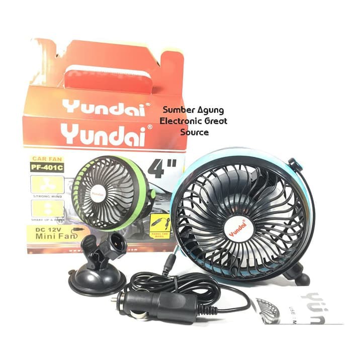 Jual Kipas DC 12V Mobil Mini Fan 4inch PF401C Yundai Car Fan Colokan ...
