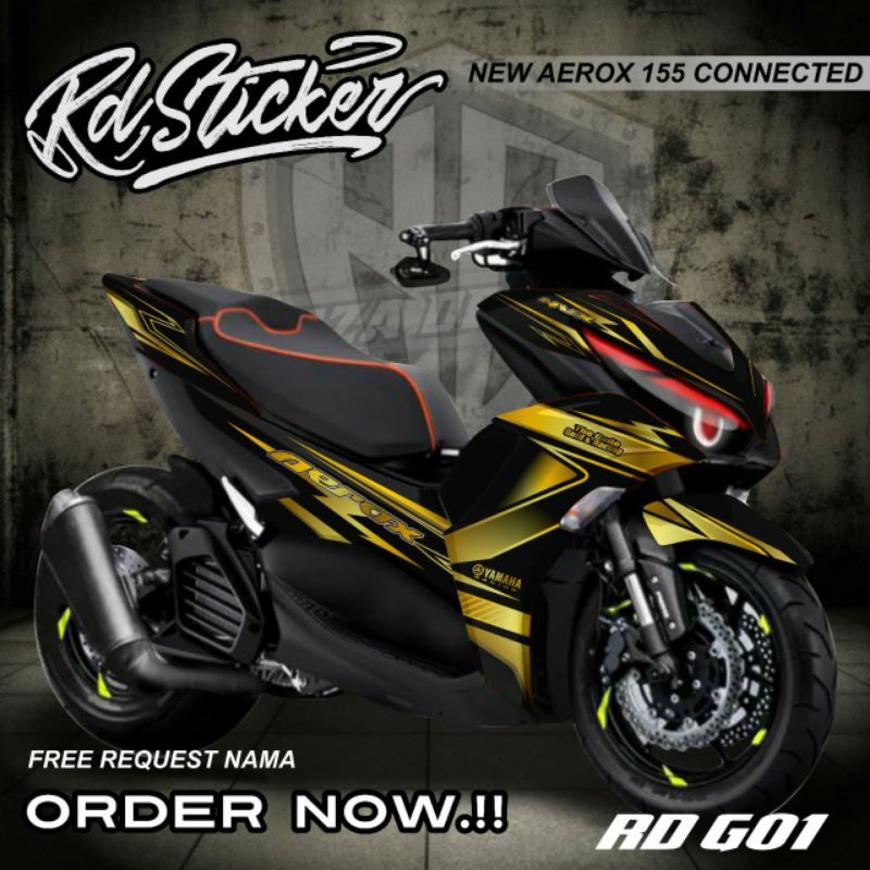 Jual decal sticker new aerox connected gold | Shopee Indonesia