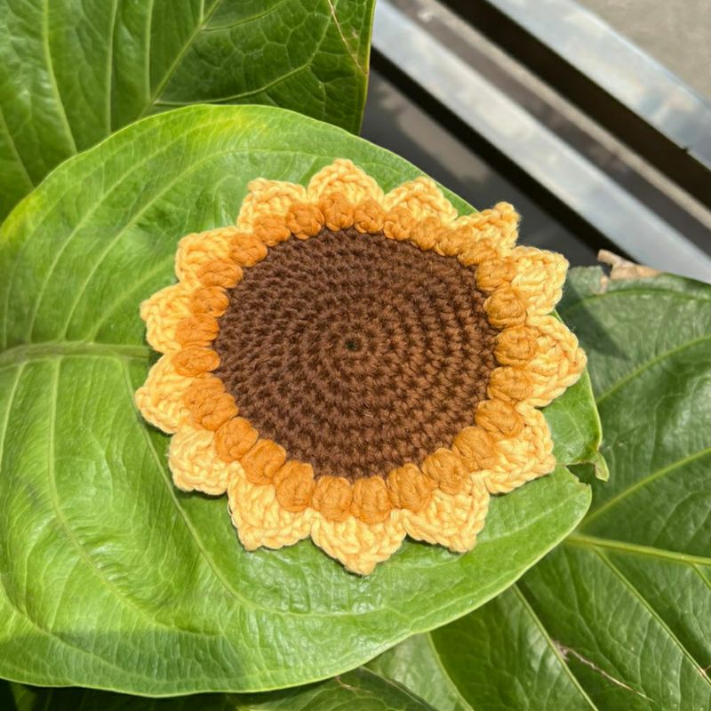 Jual Sunflower Coaster Crochet/ tatakan rajut gelas dan piring bunga ...