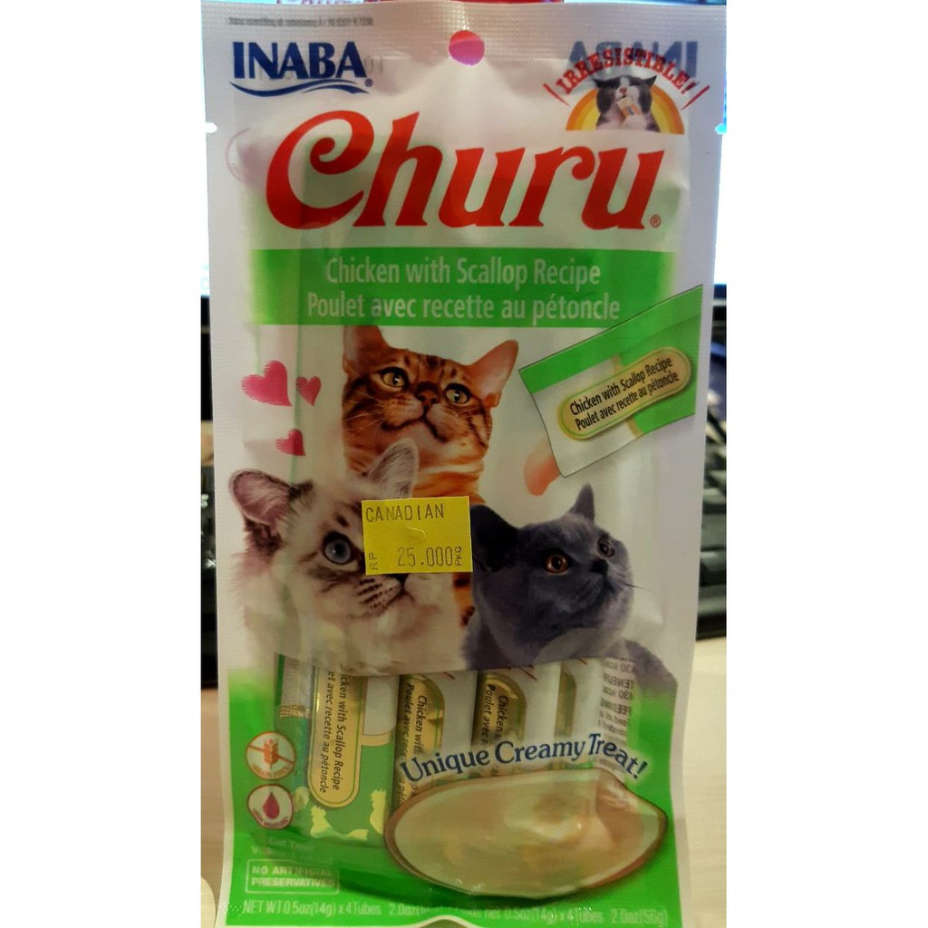 Jual Snack kucing Inaba Churu Chicken with scallop Recipe isi 4 tube | Shopee Indonesia
