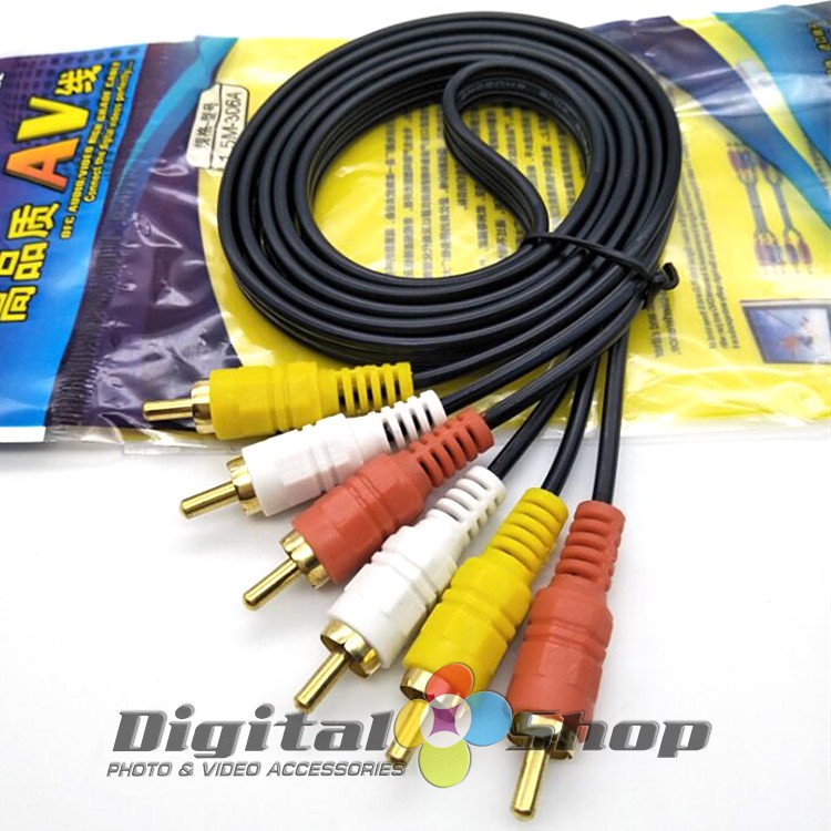 Jual Kabel 1.5m AV Cable (3RCA - Male to Male) | Shopee Indonesia
