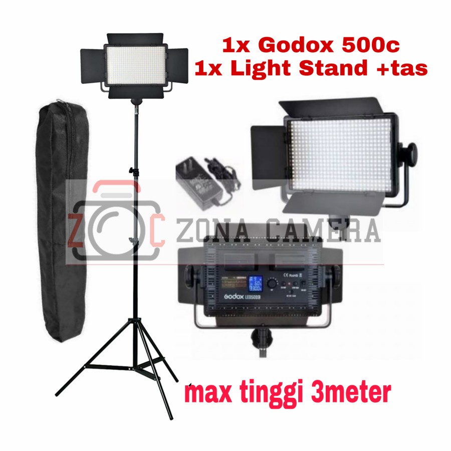 Jual Paket Hemat Godox 500c Dengan Stand LED Video Light 500 C ...