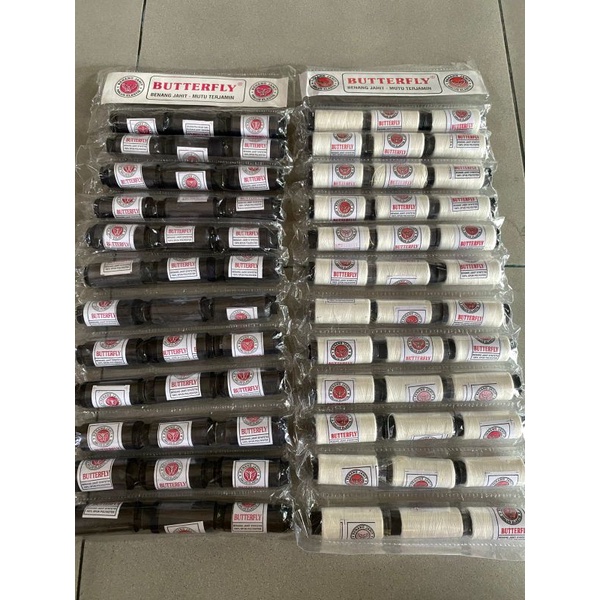 Jual Benang jahit butterfly hitam&putih | Shopee Indonesia