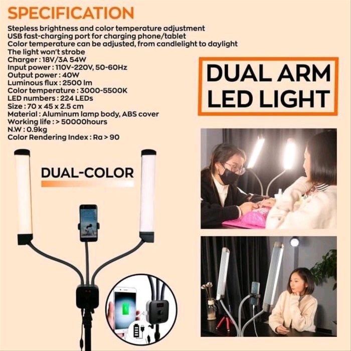Jual RINGLIGHT DUAL ARM / RINGLITE DUAL ARM / PHOTO STUDIO DOUBLE ARM ...