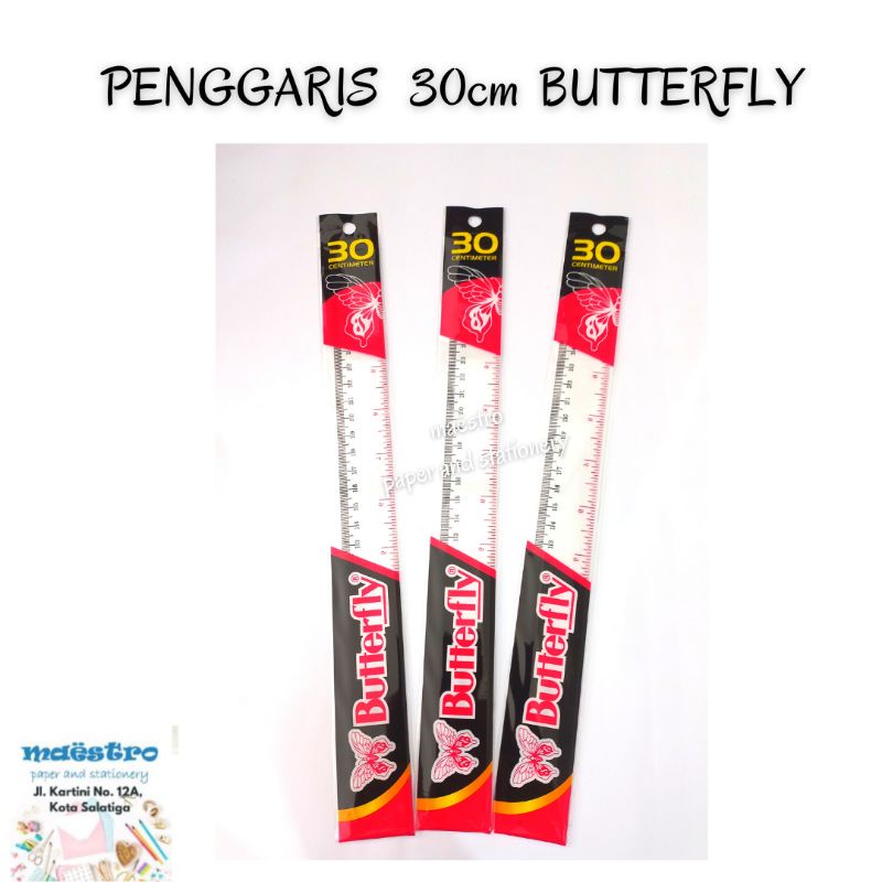 Jual Penggaris Mika 30cm Butterfly / Penggaris Tebal / Ruler 30cm ...