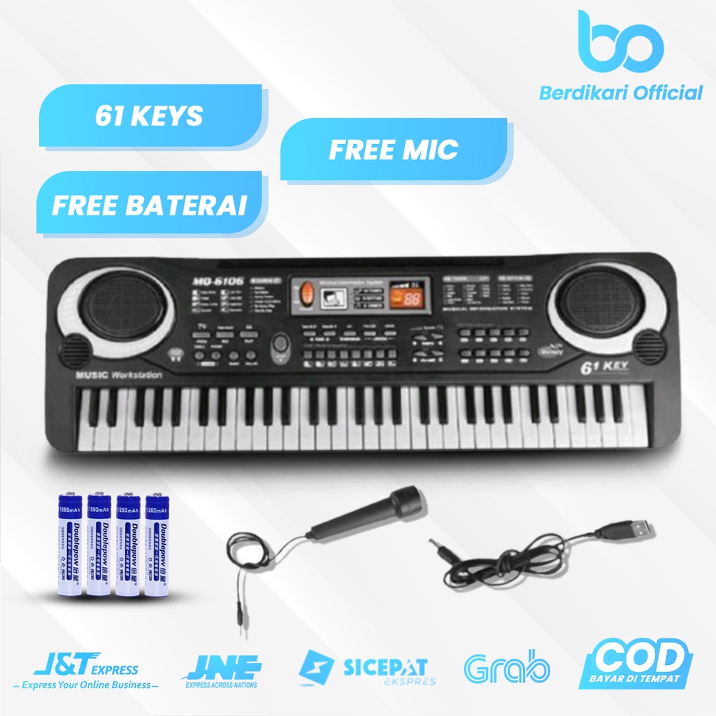 Jual Keyboard Piano Anak Digital Elektrik 61 Keys Free Baterai | Shopee ...