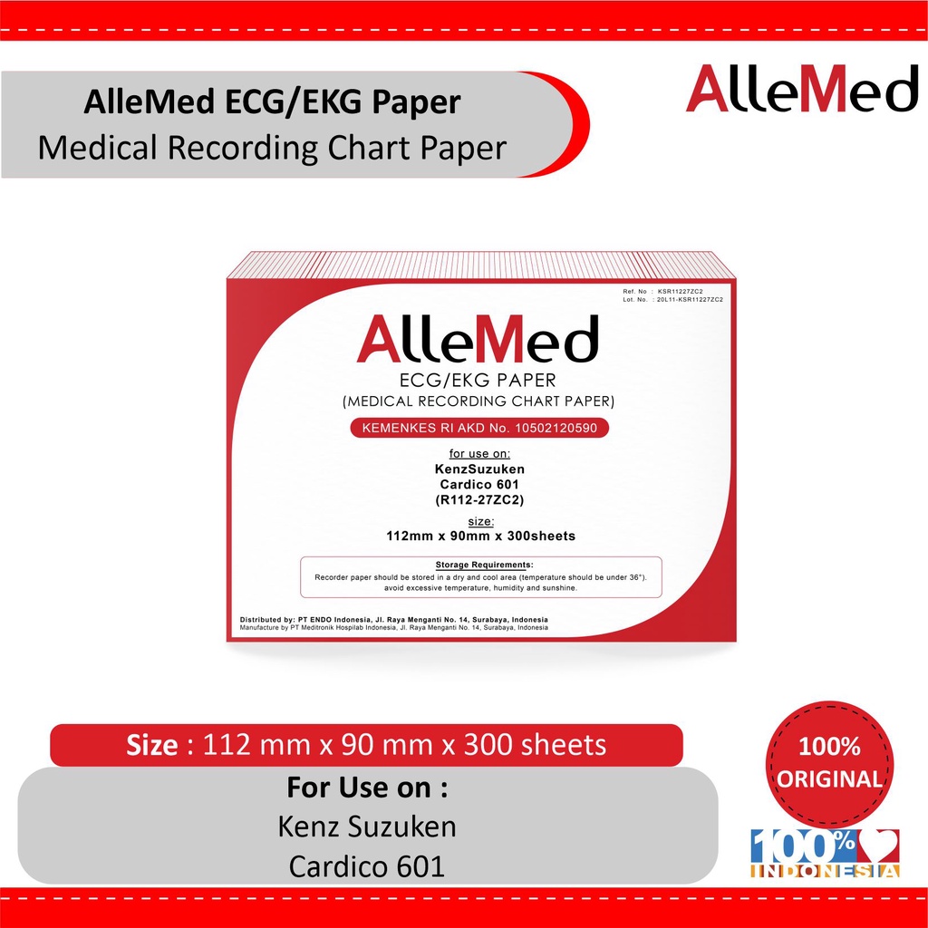 Jual AlleMed ECG Paper Kenz Suzuken Cardico 601 112MM x 90MM x 300 ...