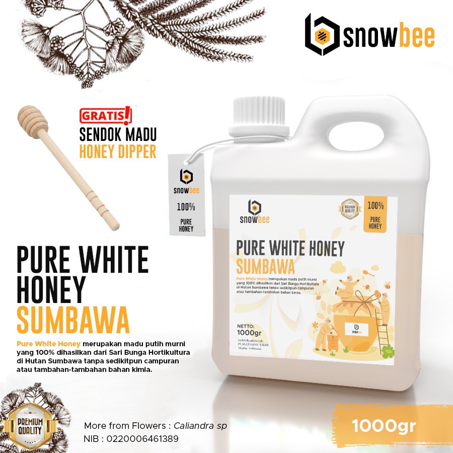Jual MADU PUTIH HUTAN SUMBAWA MURNI 1KG | SNOWBEE PURE WHITE HONEY MADU ...