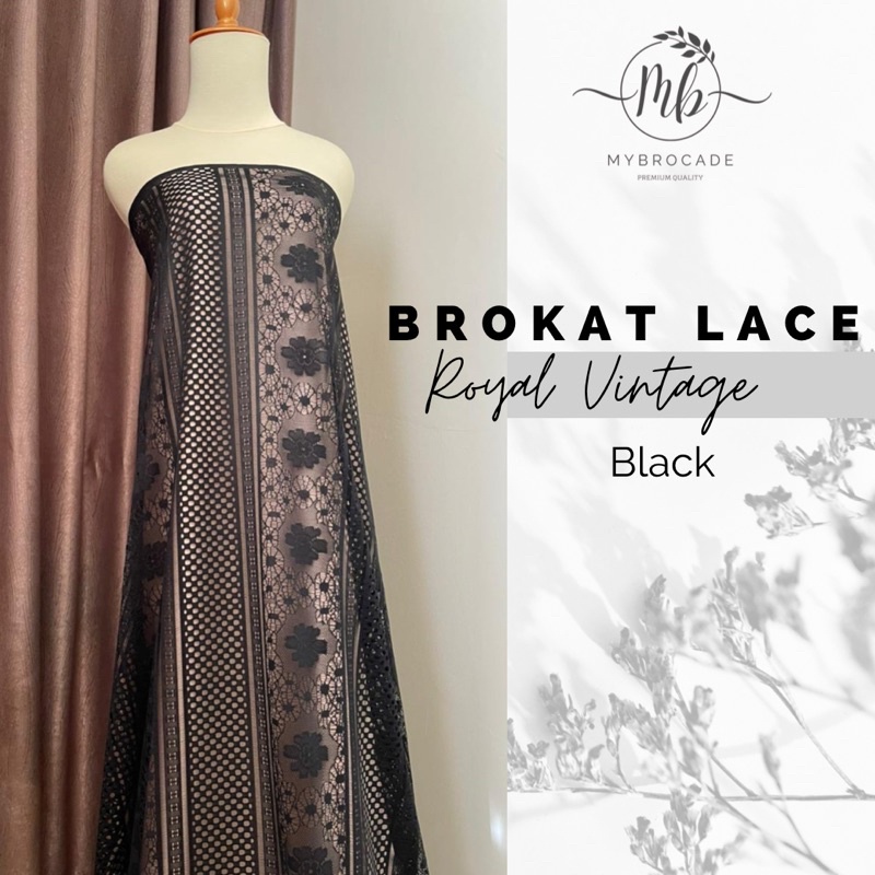 Jual Bahan Kain Brokat Lace Royal Vintage Mewah Meteran Warna Hitam ...