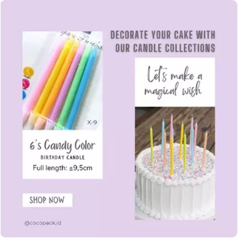 Jual Lilin Ultah Happy Birthday Candy Color Birthday Candle 9,5cm 6 PCS ...