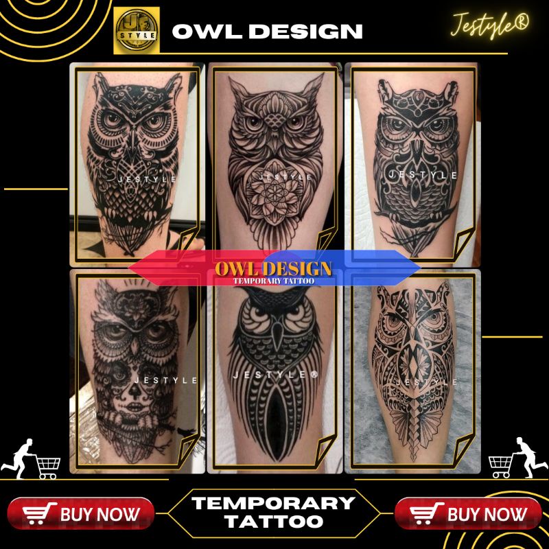Jual TATO TEMPORER TEMPORARY TATTOO BURUNG HANTU GELAP DARK OWL DESIGN | Shopee Indonesia