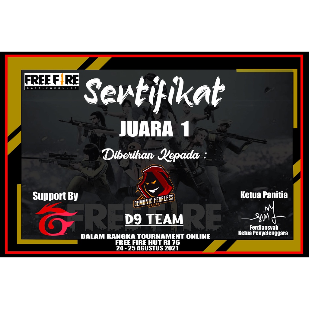 Jual Sertifikat Mobile Legend/Sertifikat Free Fire/Sertifikat PUBG ...