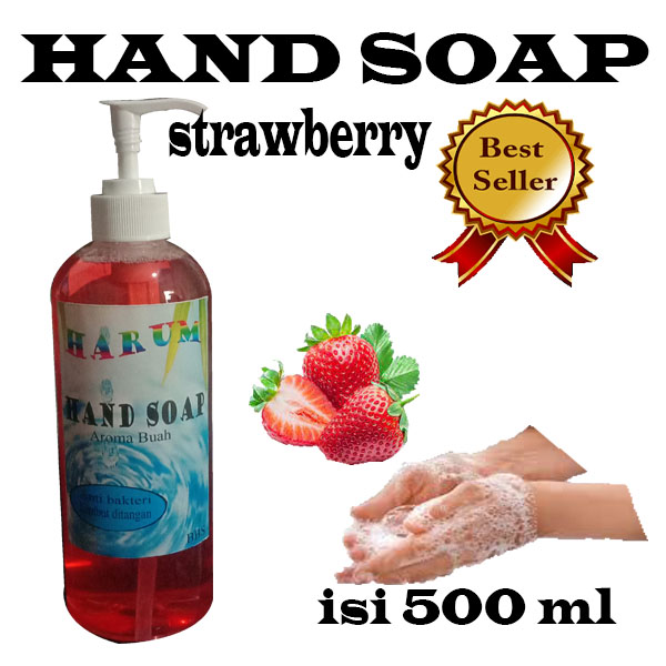 Jual HAND SOAP BOTOL PUMP SABUN CUCI TANGAN AROMA STRAWBERRY ISI 500 ML ...