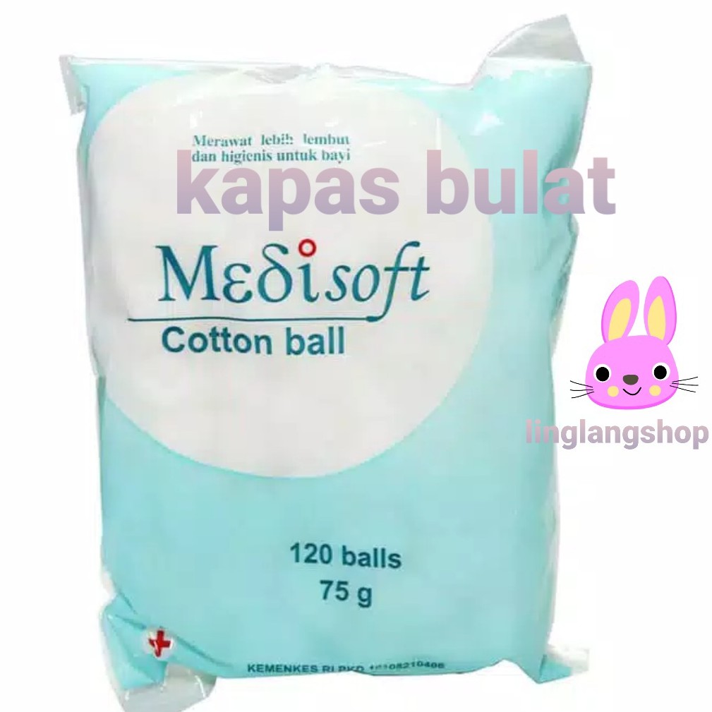 Jual Kapas MEDISOFT 75 gr 120 ball cotton kemasan bulat lembut dan soft ...