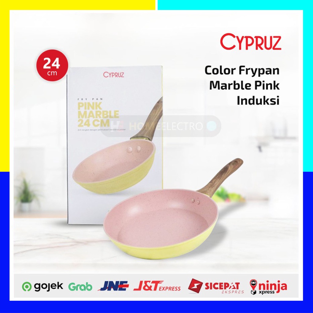 Jual Cypruz FP-0696 Color Marble Pink Fry Pan Induksi Anti Lengket | Shopee Indonesia