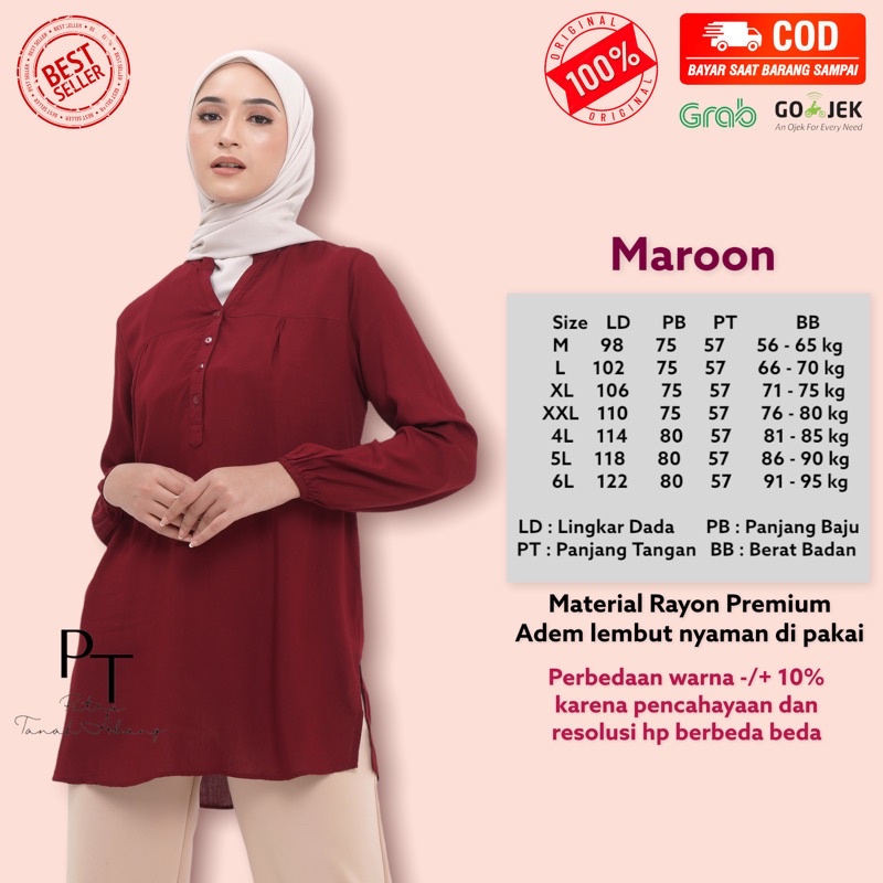Jual blouse atasan polos maroon merah ati baju wanita cewek perempuan ...