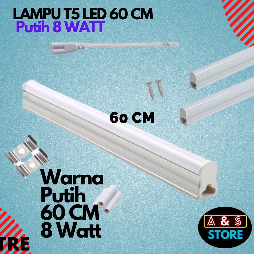 Jual Lampu T5 LED PUTIH Panjang 60 cm 8 Watt | Shopee Indonesia