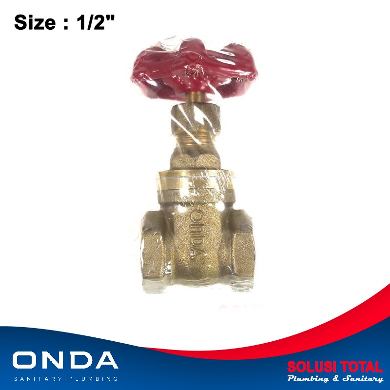 Jual Onda Stop Kran / Gate valve FH 1/2" Kuningan 1/2 inch Keran Putar | Shopee Indonesia