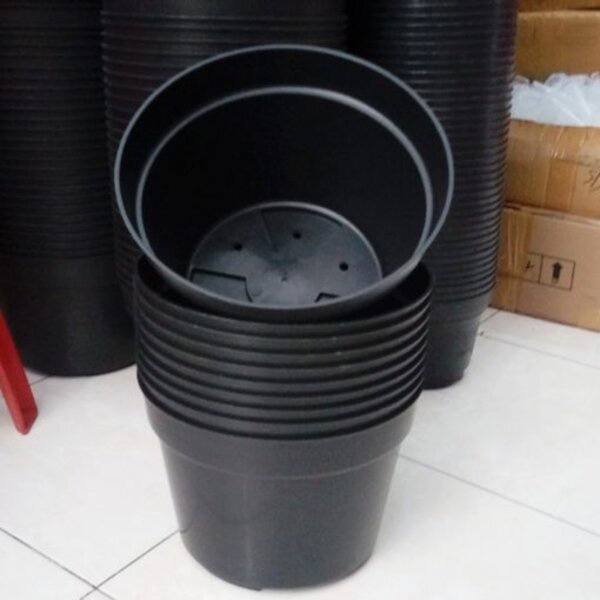 Jual Pot Plastik Bulat Hitam Besar 32cm Vas Tanaman Hias Bunga Sayuran ...