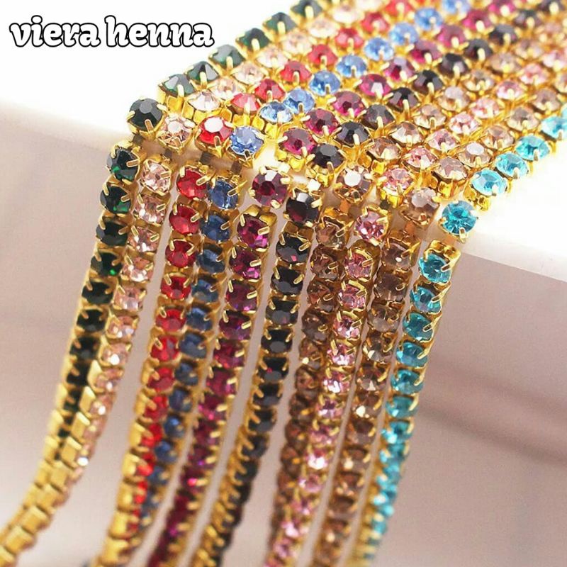 Jual diamon string cangkang gold ss6 /2mm | Shopee Indonesia