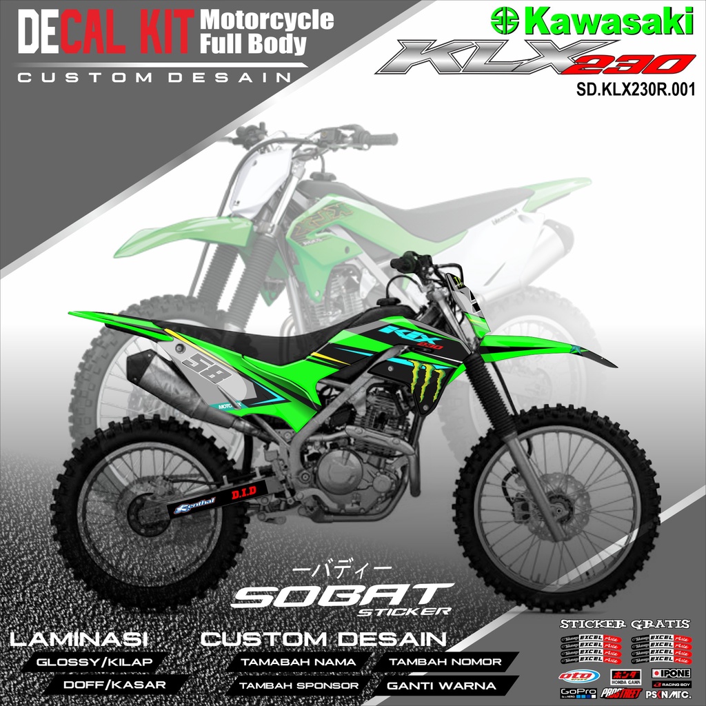 Jual Decal KLX 230 - Dekal Stiker Striping Fullbody Fullblok List ...