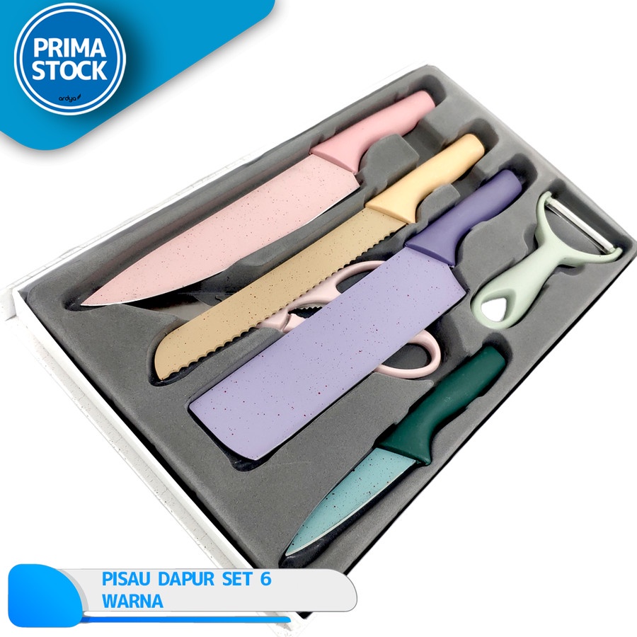 Jual PISAU SET DAPUR 6 PCS IN 1 WARNA CERAMIC PASTEL GUNTING KITCHEN ...