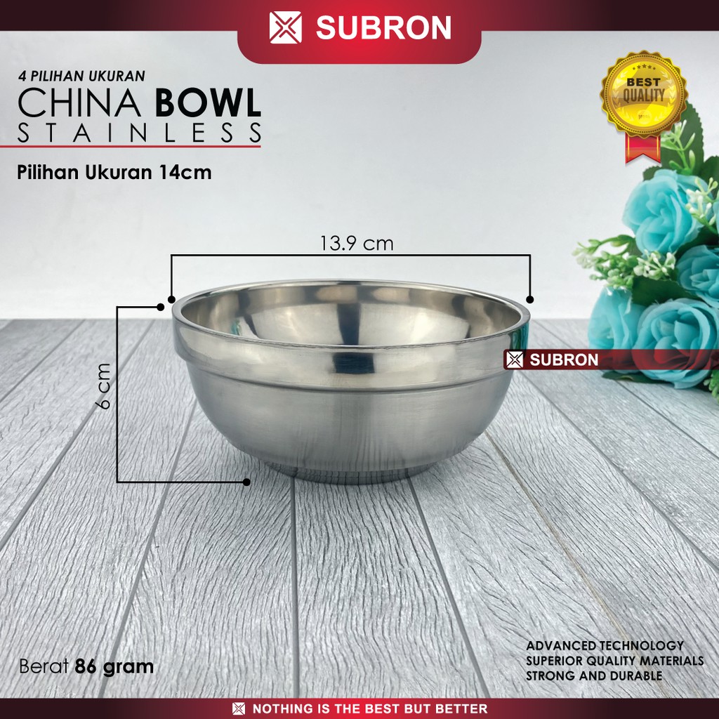 Jual SUBRON China Bowl 11cm 14cm Mangkuk Stainless Double Layer Anti ...