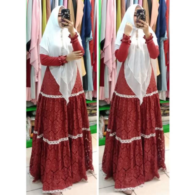 Jual Hana Lace Prada Dress(gamis saja) | Shopee Indonesia
