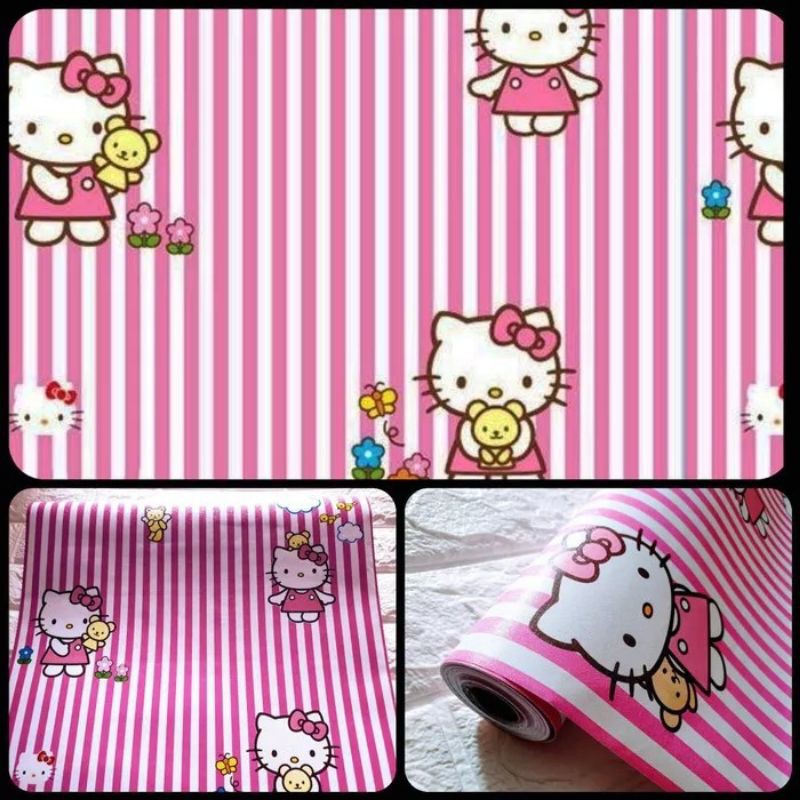 Jual wallpaper sticker dinding karakter hello kitty garis putih | Shopee Indonesia