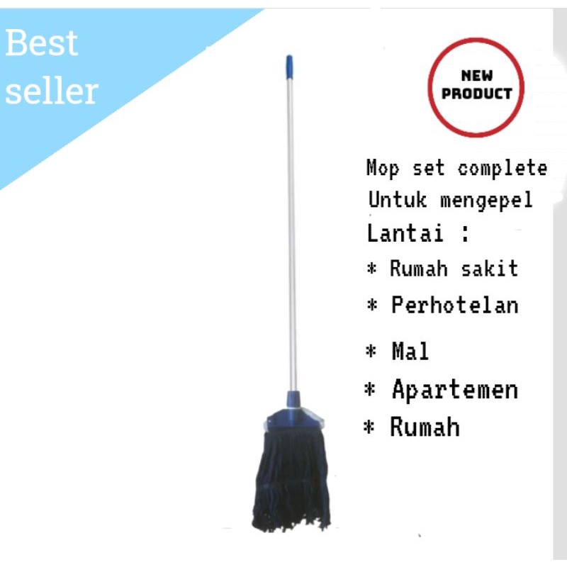 Jual Mop set complete biru import alat pembersih lantai pel otomatis ...