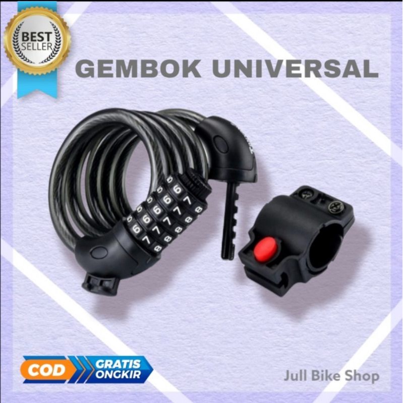 Jual Kunci gembok sepeda kombinasi angka digit nomor lipat mtb dll helm ...