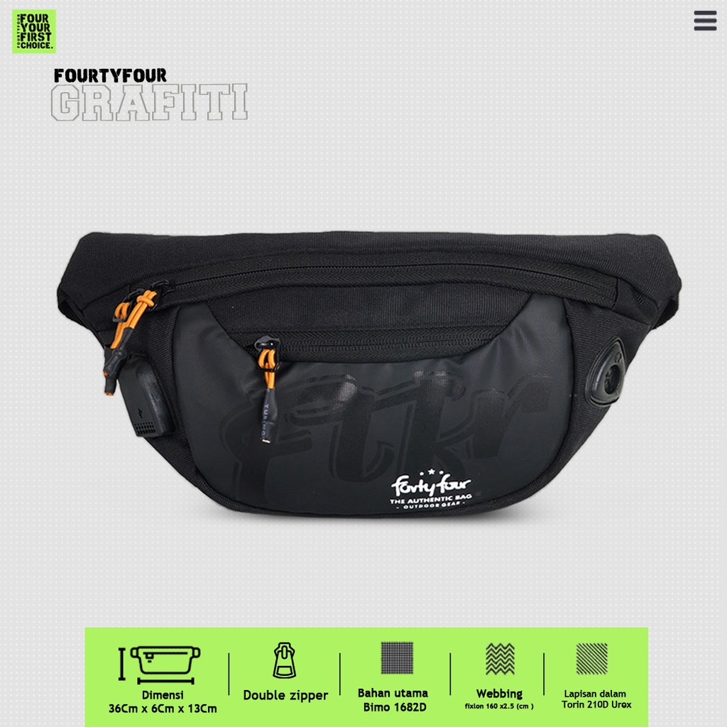 Jual FOURTYFOUR Grafiti Tas Waistbag Pria Original - Tas Selempang Pria ...