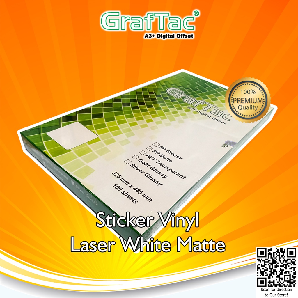 Jual Graftac Sticker Vinyl PP White Gloss Matte - PET Transparan A3 ...