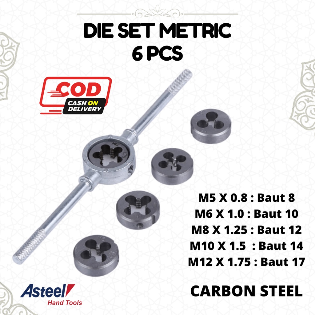 Jual ASTEEL Set Die Alat Metrik Alat Pembuat Drat Metric Hand Die Set ...