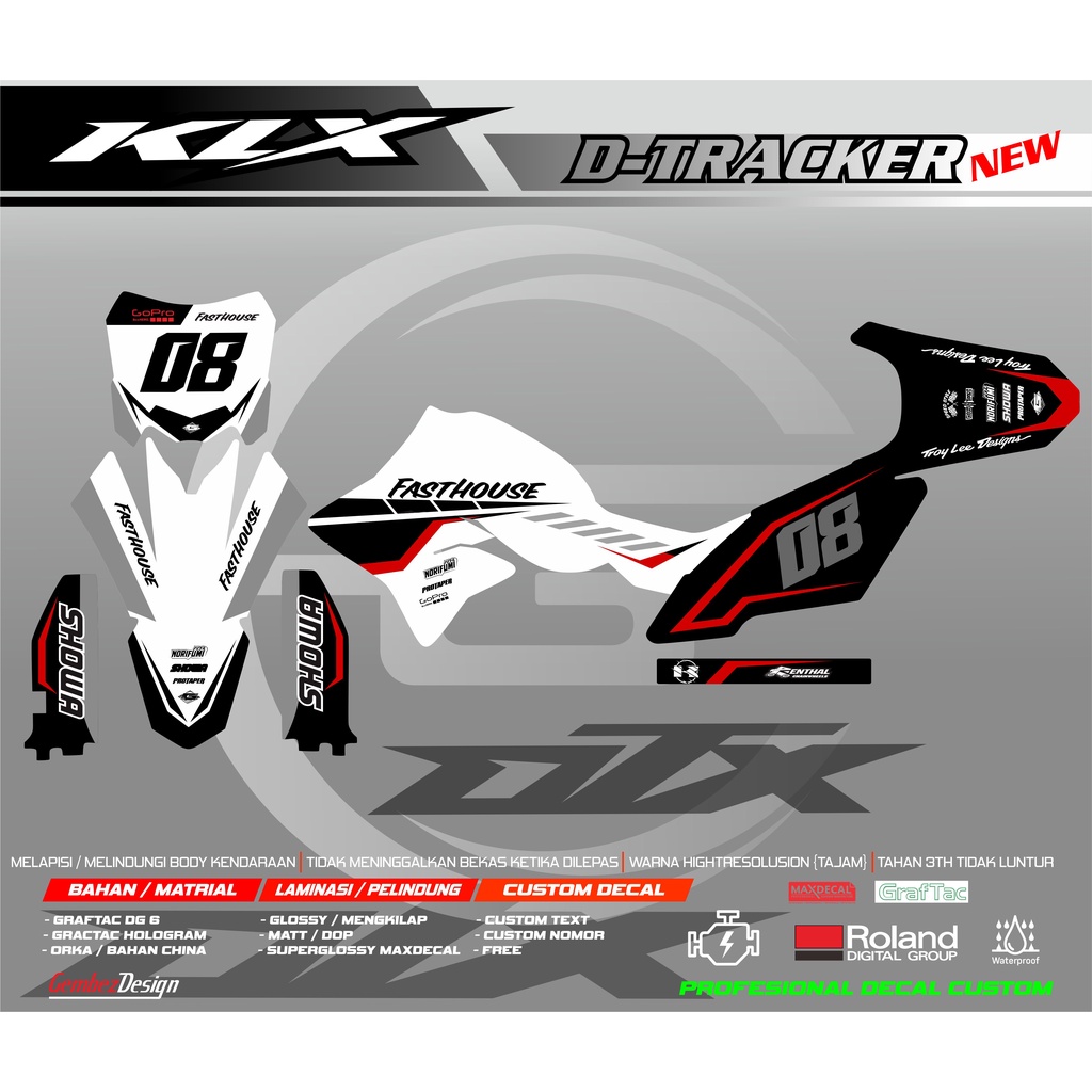 Jual STICKER DECAL KAWASAKI DTRACKER NEW FULLBODY HITAM PUTIH LIS MERAH ...