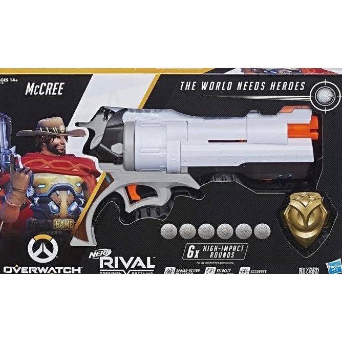 Jual Nerf Rival Overwatch Mccree Blaster With Die Cast Badge & 6 Rounds ...