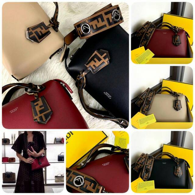 Jual Tas FENDI Boston By The Way Leather Bag SS19 With Velvet Strap ...