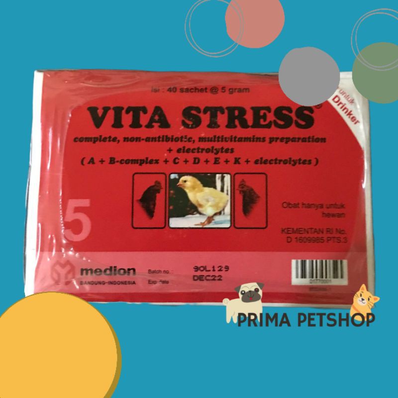 Jual VITA STRESS KOTAK ISI 40 SACHET 5G Vitamin untuk ayam stress ...
