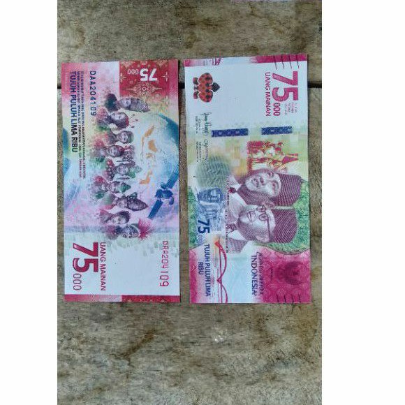 Jual uang mainan pecahan 75rb glosy/100lmbr | Shopee Indonesia